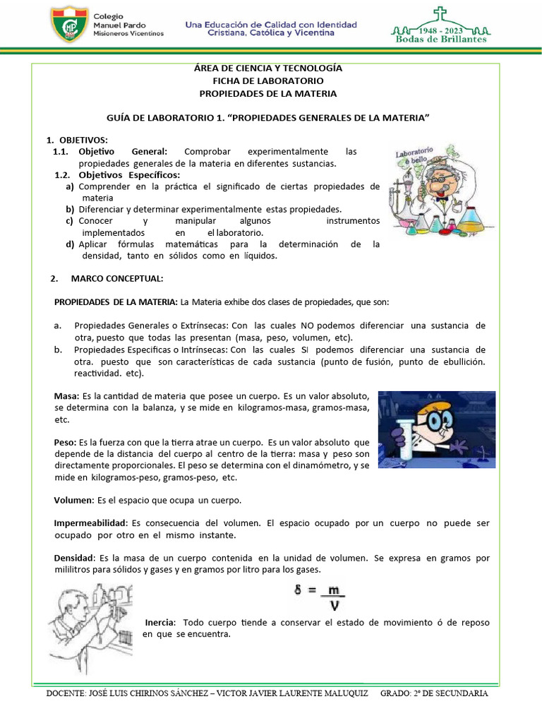 Segundo 2023 - Sesion 01 - Ficha de Laboratorio Sobre Propiedades de La ...