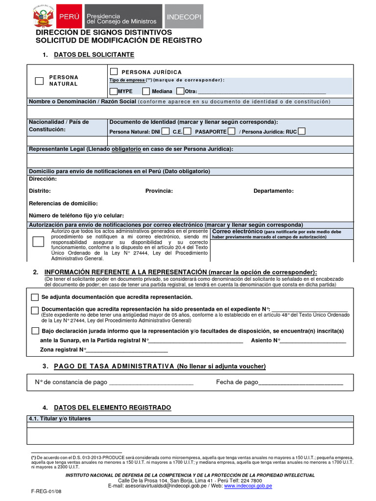5472914-formato-reg-01-solicitud-de-modificacion-de-registro | PDF | Documento de identidad ...