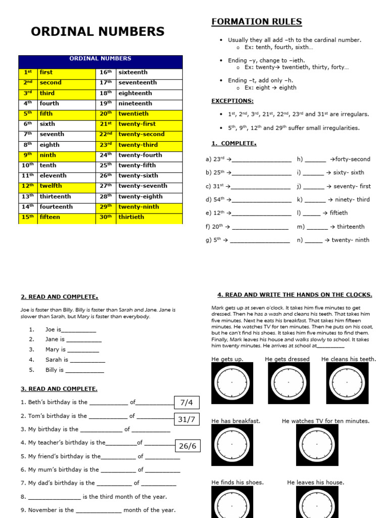 Ordinal Numbers | PDF