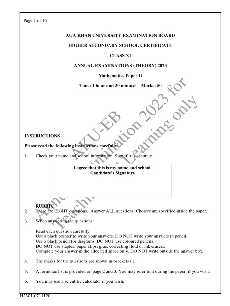 Math Paper 2 Akueb 2023 | Download Free PDF | Trigonometry | Elementary ...