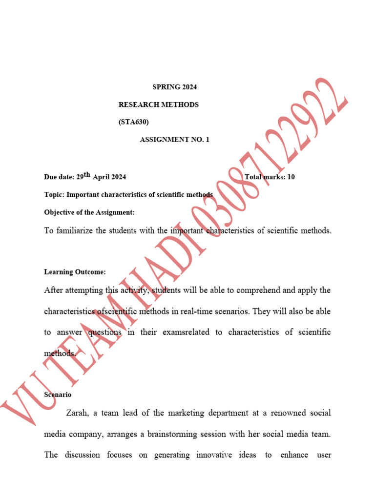 Sta630 Assignment No 1 2024 | PDF | Usability | Cognition