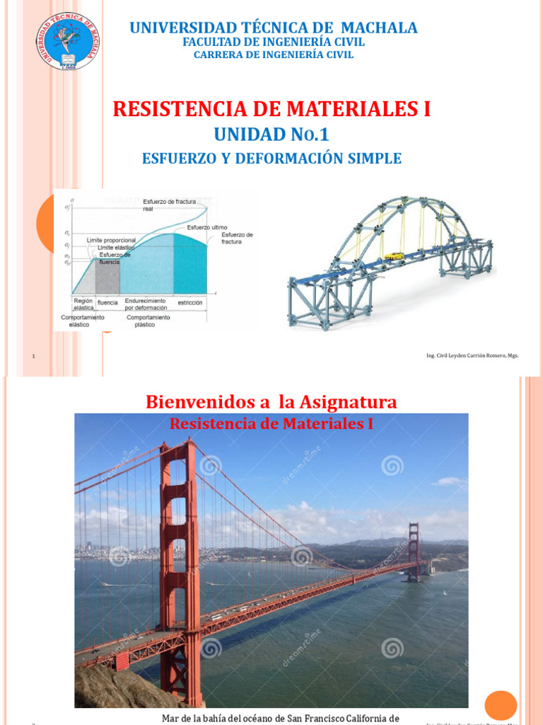 1 - Sem - Esfuerzo Simple - U I - RM I | PDF | Resistencia de materiales | Física Aplicada e ...
