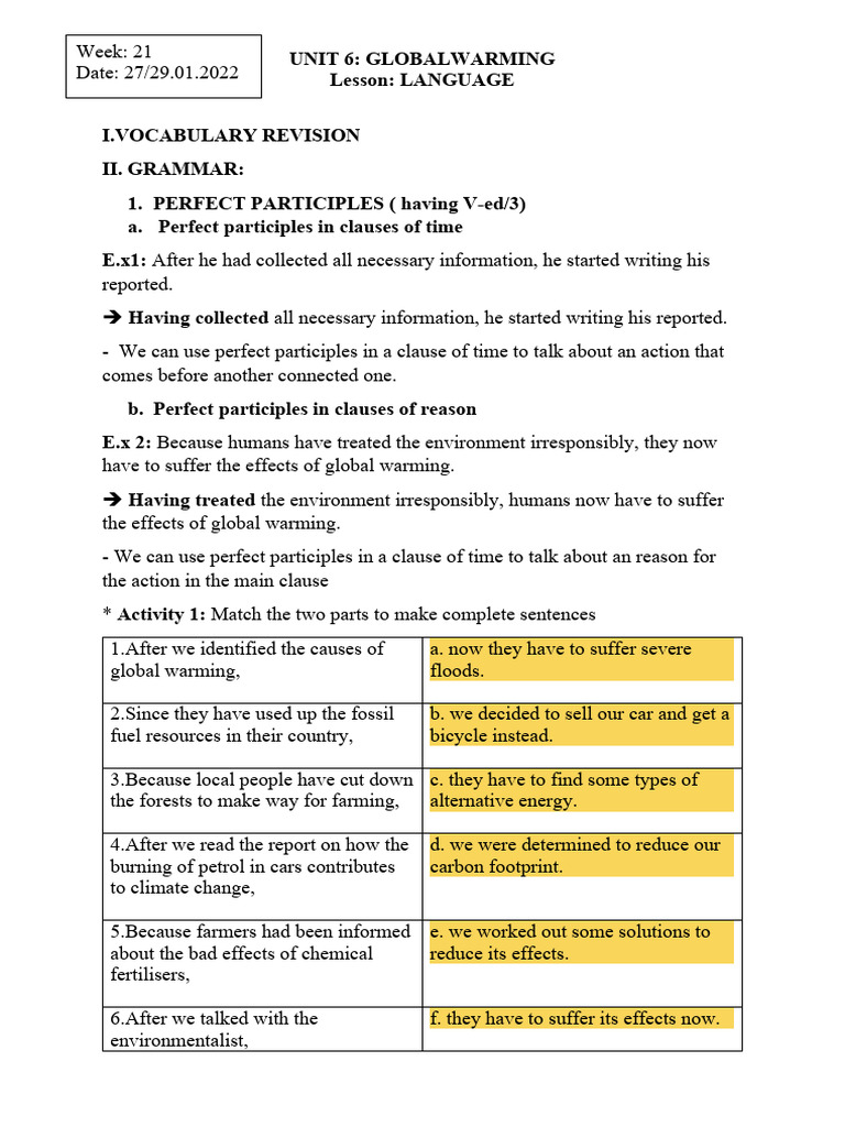 UNIt 6 LANGUAGE HS Eeba52d7b4 | PDF | Climate Change | Nature