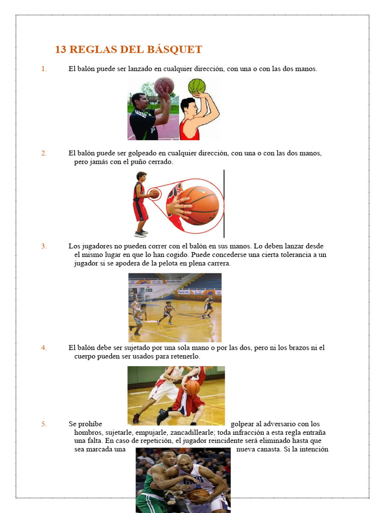 13 Reglas Esenciales del Básquetbol | PDF | Deportes | Deportes de equipo