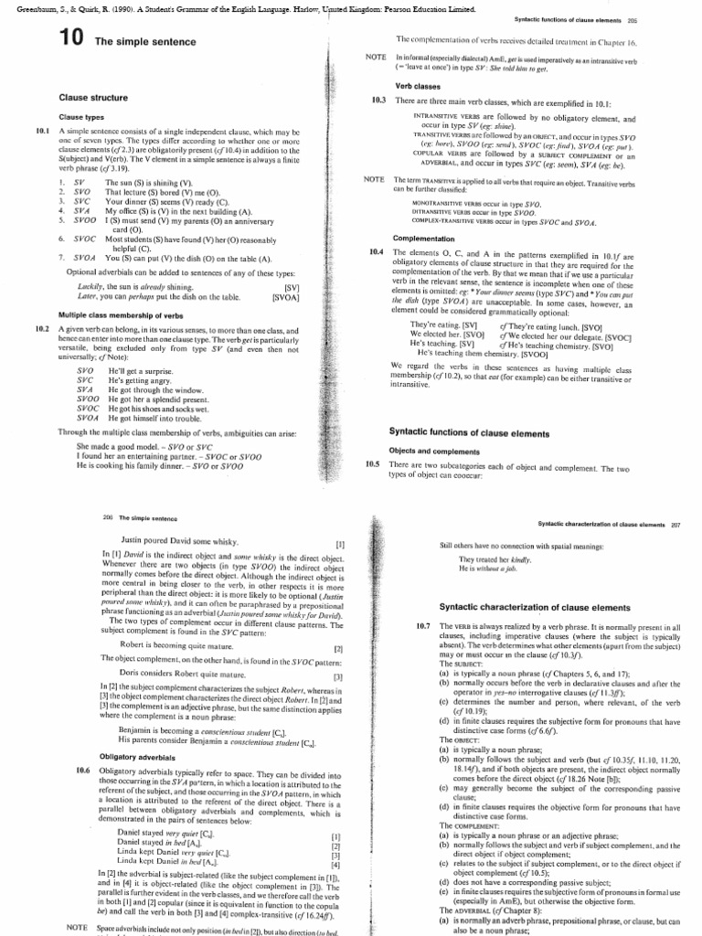 Chapter 10 - The Simple Sentence by Quirk | PDF | Social Science ...