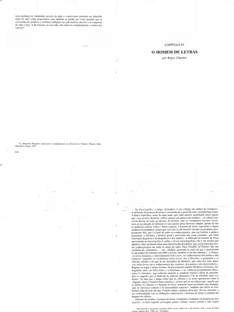 O Homem de Letras. Chartier | PDF | Estado | Intelectual