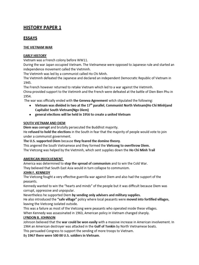 History Essays P1 and P2 2014 | PDF | Vietnam War | Apartheid