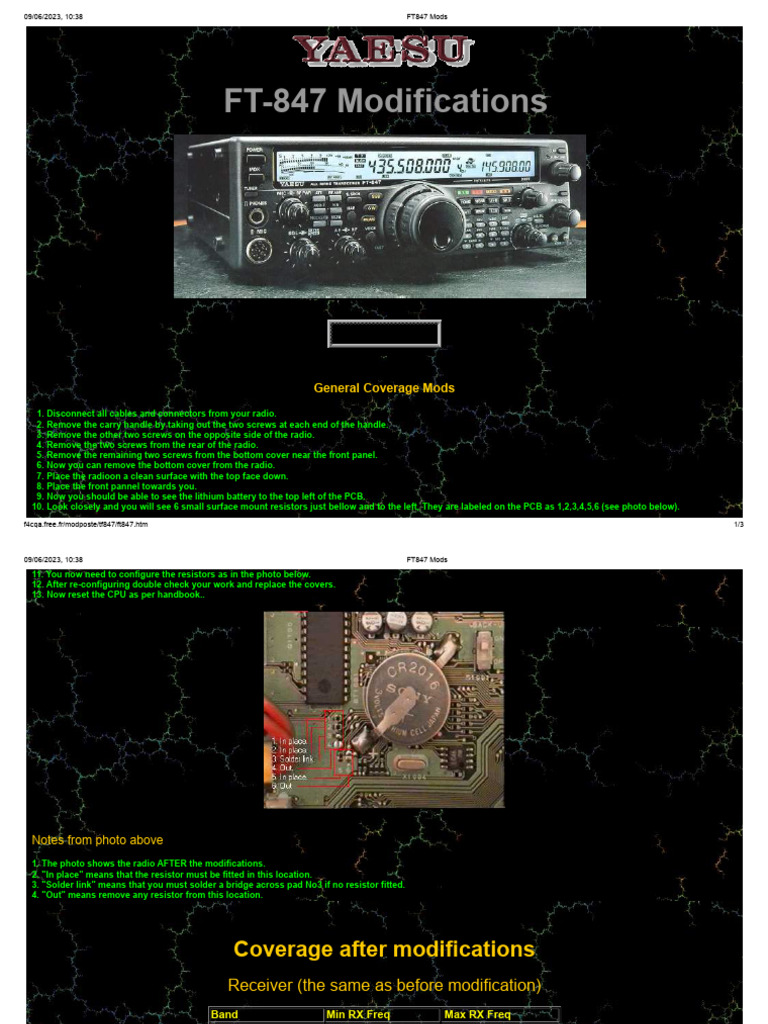 FT-847 Radio Modifications Guide | PDF | Very High Frequency | High ...