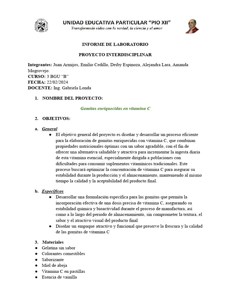 Ejemplo de Informe de Laboratorio | PDF | Sistema inmune | Sistema inmune innato