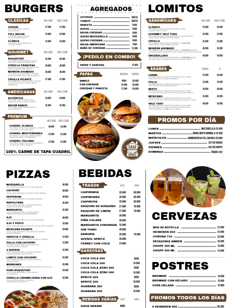 Casa Burger Menu - Compressed 1 | Descargar gratis PDF | Alimentos | Carne