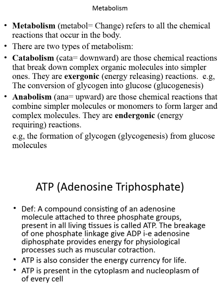 UNIT 3 Metabolism.ppt | PDF | Diet & Nutrition | Chemistry