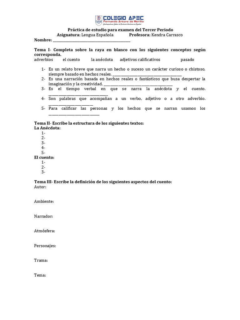 Práctica P3 | PDF | Adverbio | Cuentos