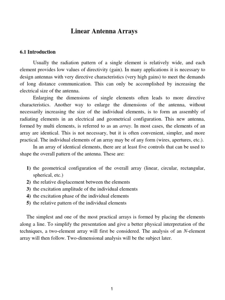 Linear Antenna Arrays | PDF | Antenna (Radio) | Matrix (Mathematics)