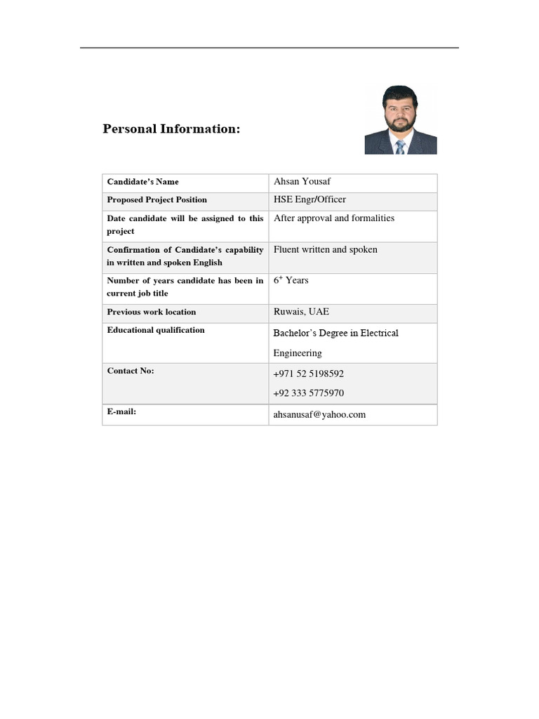 Ahsan Yousaf Resume | Download Free PDF | United Arab Emirates | Safety