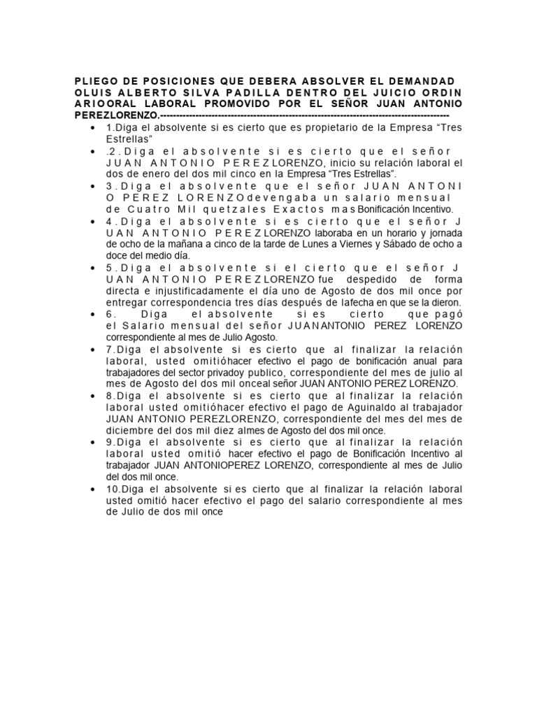 Pliego de Posiciones | PDF