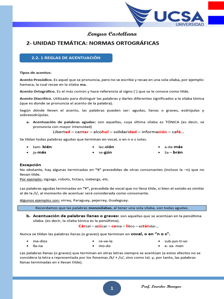 Reglas de Acentuación en Español | PDF | Lingüística | Mecánica del ...