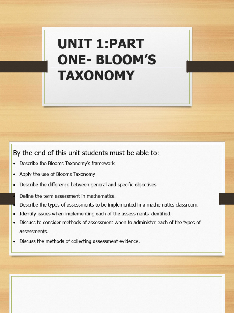 Unit 1 - Part One Blooms Taxonomy | Download Free PDF | Learning ...