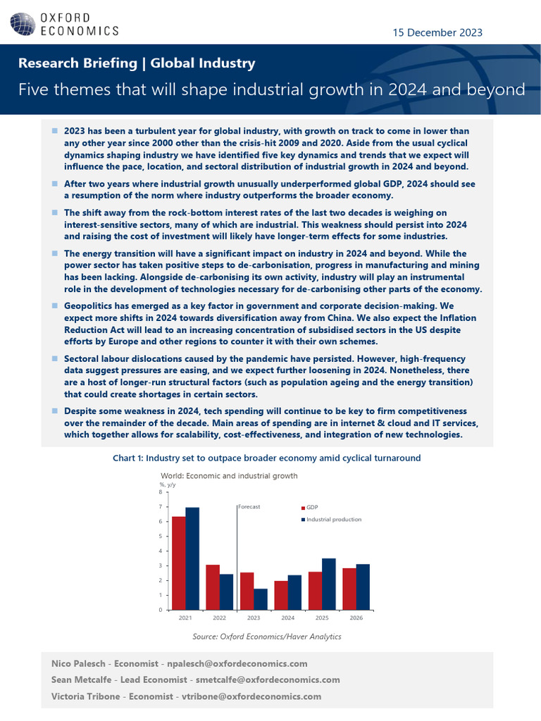 Industrial Growth Trends for 2024 | PDF | Cloud Computing | Economic Growth