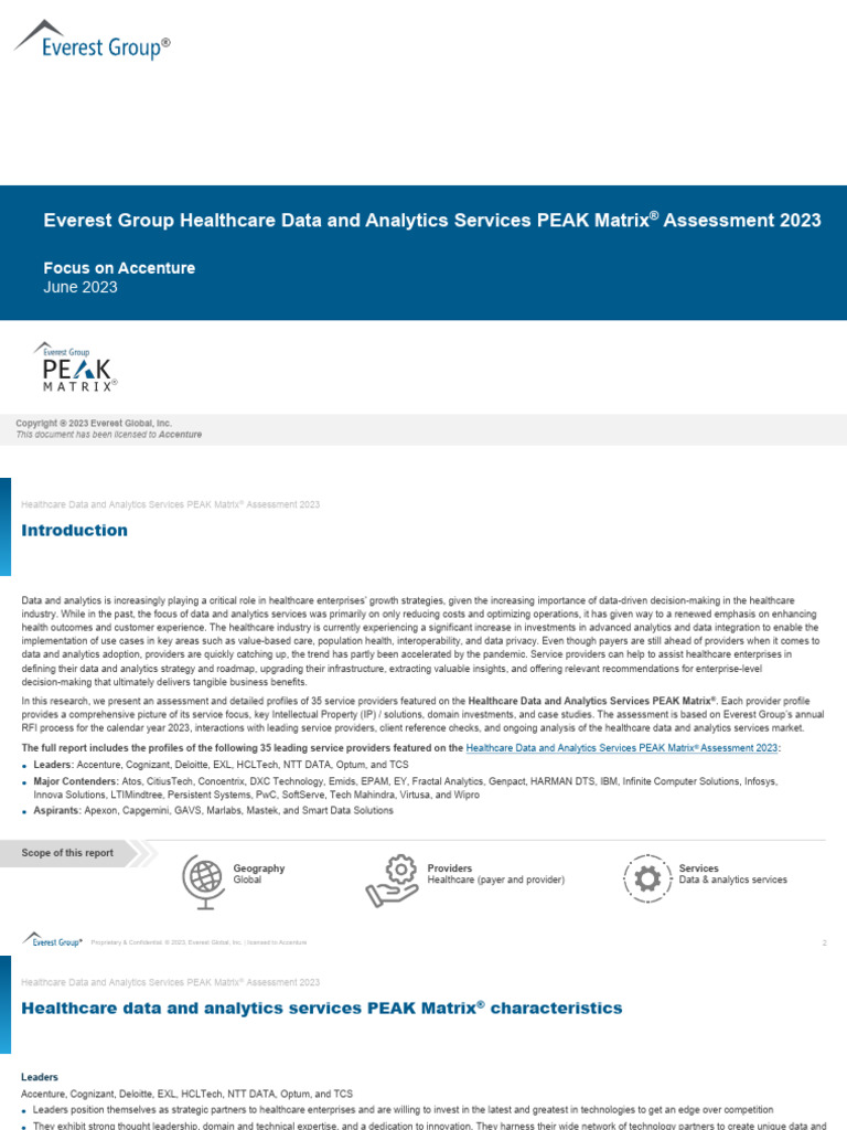 Accenture Everest Group Healthcare Data and Analytics Services PEAK ...