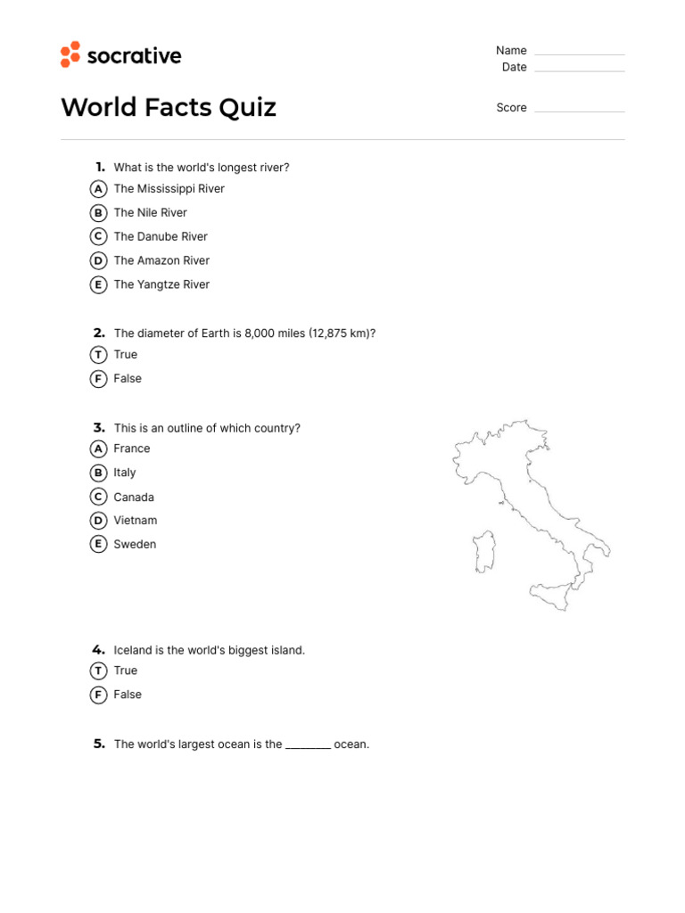 World Facts Quiz: Test Your Knowledge | PDF
