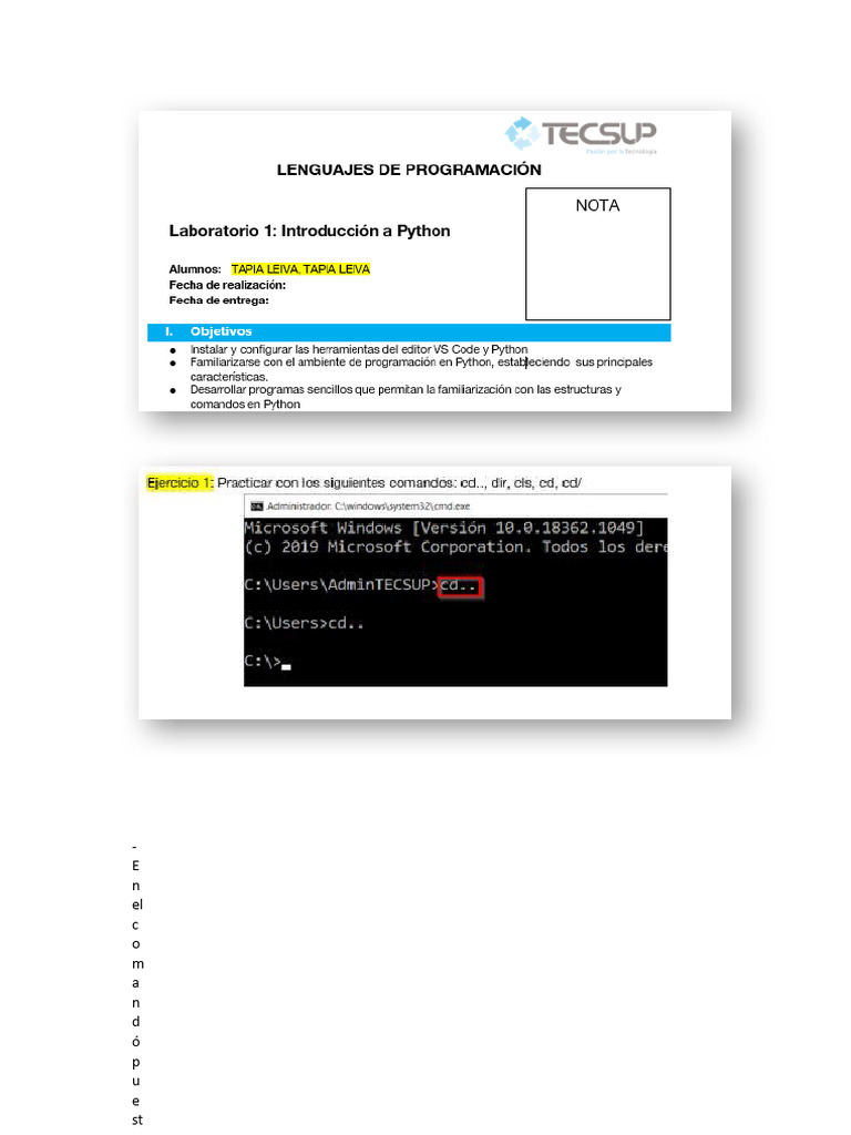 Laboratorio 1 Introducción a Python | PDF | Python (lenguaje de ...