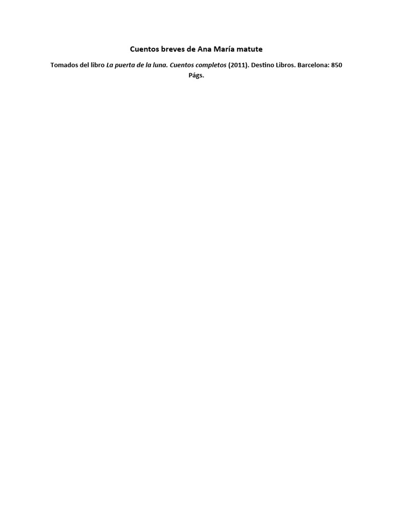 Ana María Matute-Cuentos Breves | PDF