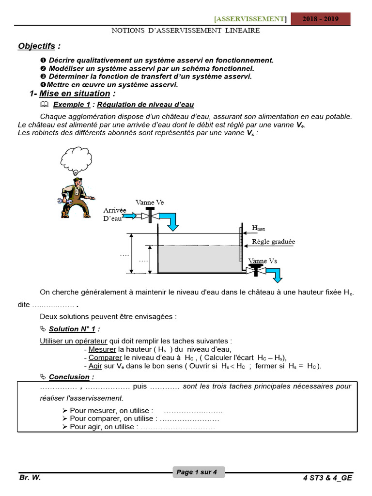 Notions d'Asservissement Linéaire | PDF | Régulation | Soupape