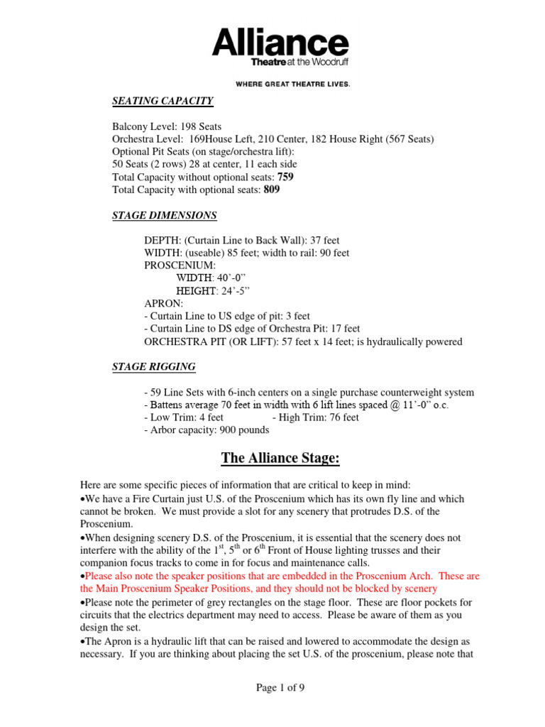 Alliance Stage Tech Specs | PDF | Computer Engineering | Sound Technology