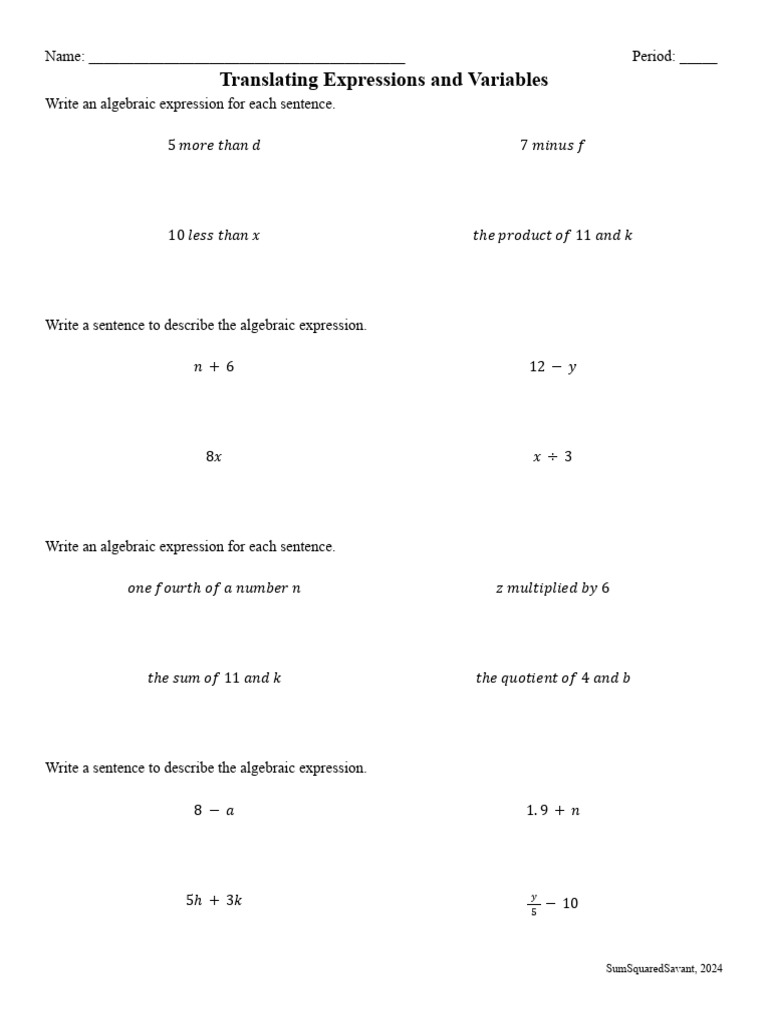 Interleaving - Translating Expressions & Variables | PDF