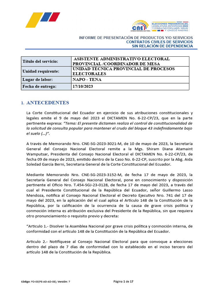 Informe CM 2da Vuelta Oct-2023 | PDF | Elecciones | Ciencias Políticas