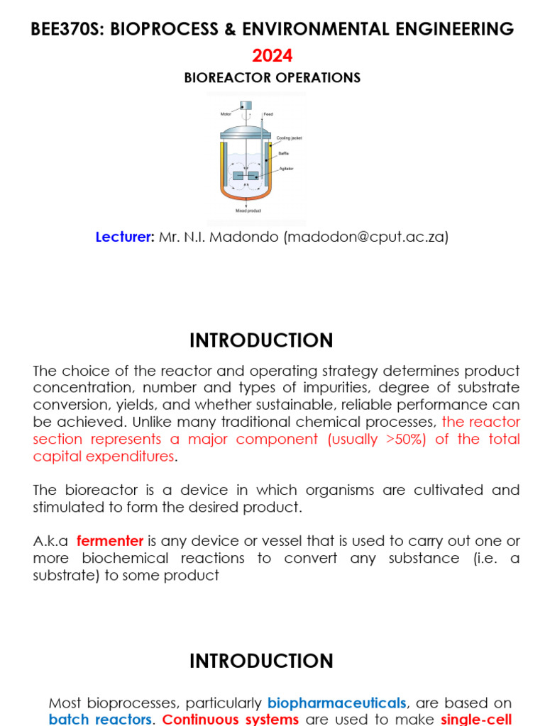 Bioreactor Operations Overview | PDF | Fermentation | Sterilization (Microbiology)