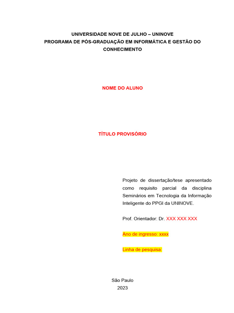 Modelo Projeto Pesquisa PPGI | PDF | Teoria | Science