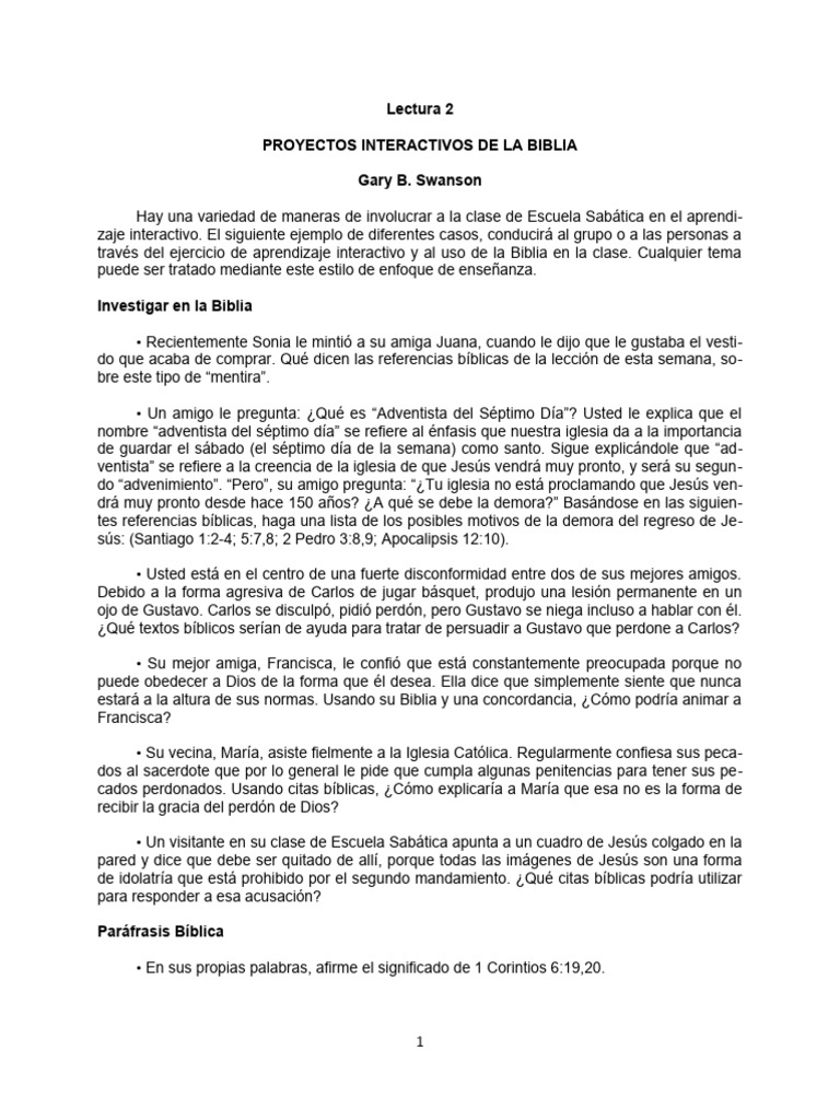 07 Lectura 2 - Proyectos Interactivos de La Biblia | PDF | Biblia ...
