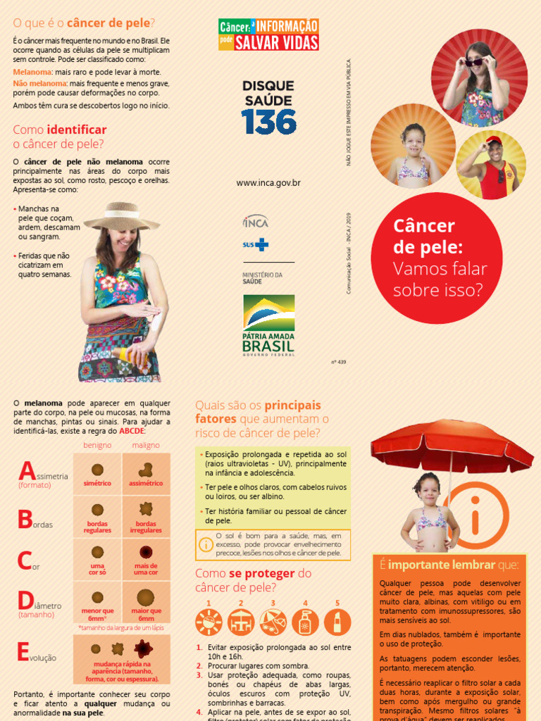 Cartilha - Cancer de Pele - Inca | PDF | Câncer de pele | Melanoma Cartilha - Cancer de Pele - Inca | PDF | Câncer de pele | Melanoma