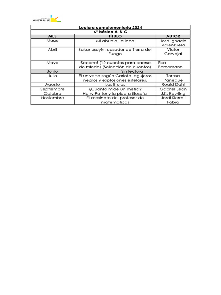 LECTURA-COMPLEMENTARIA-2024-6-BASICO | PDF