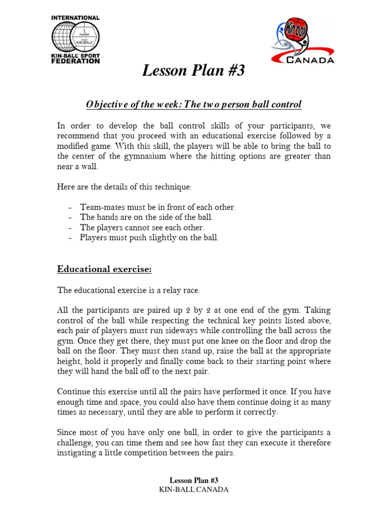 Kin-Ball Canada: Two-Person Control Skills | PDF | Sports | Ball Games