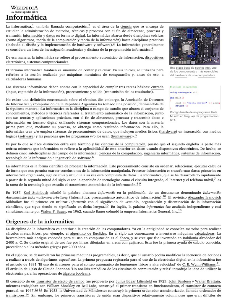 Informatica | PDF | Informática | Ingeniería Informática