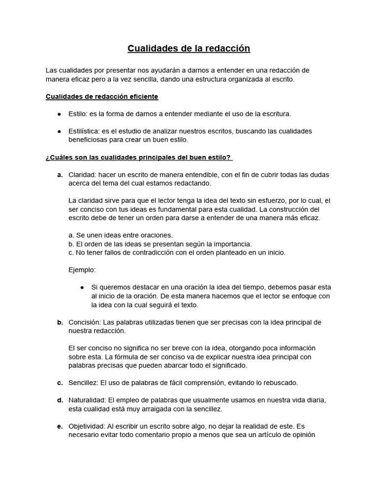 Cualidades de La Redacci N | PDF