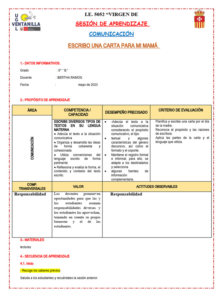 Escribe Una Carta | PDF | Aprendizaje | Escritura