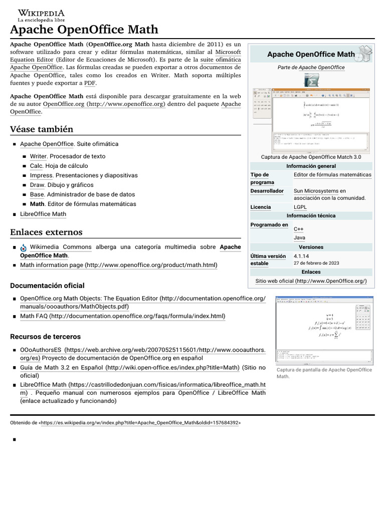 Apache Openoffice Math: Véase También | Descargar gratis PDF | Software ...