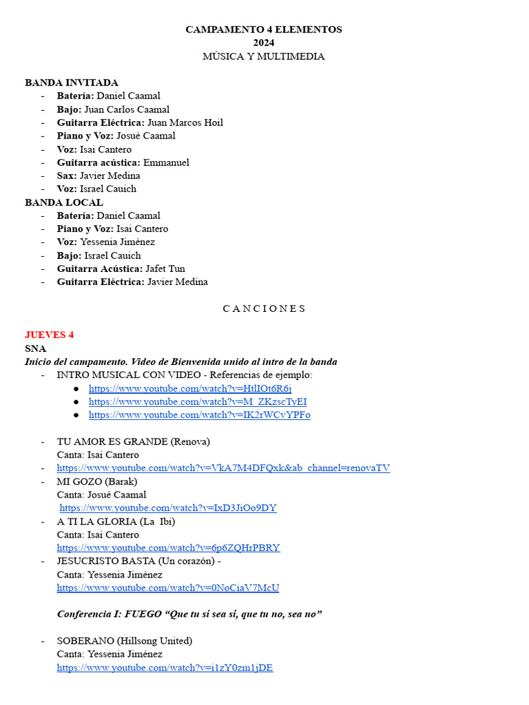 Musica Campamento 2024 | PDF