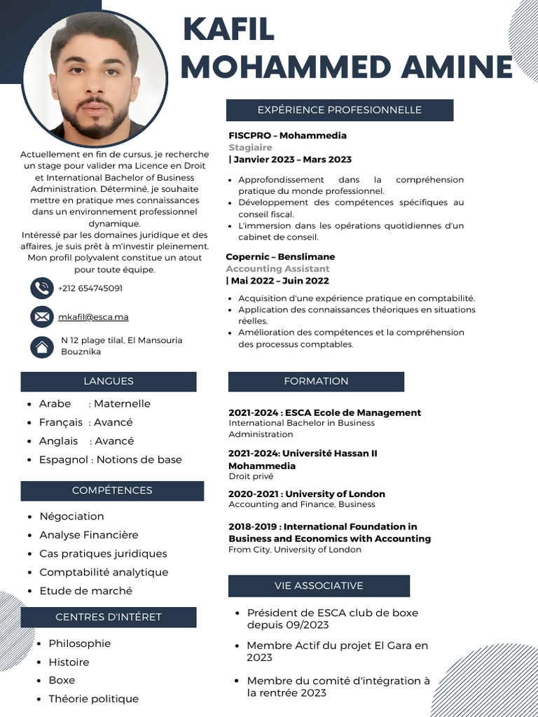 CV Kafil Mohammed Amine 2 2 | PDF | Business
