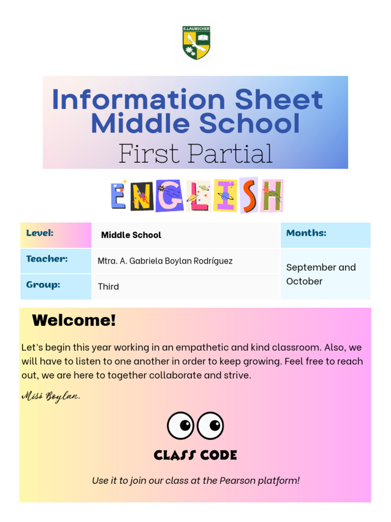 Information Sheet 1p 3rd Middle School | PDF