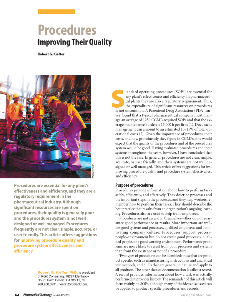 Procedures Improving Their Quality Robert G. Kieffer | PDF | Iso 9000 ...