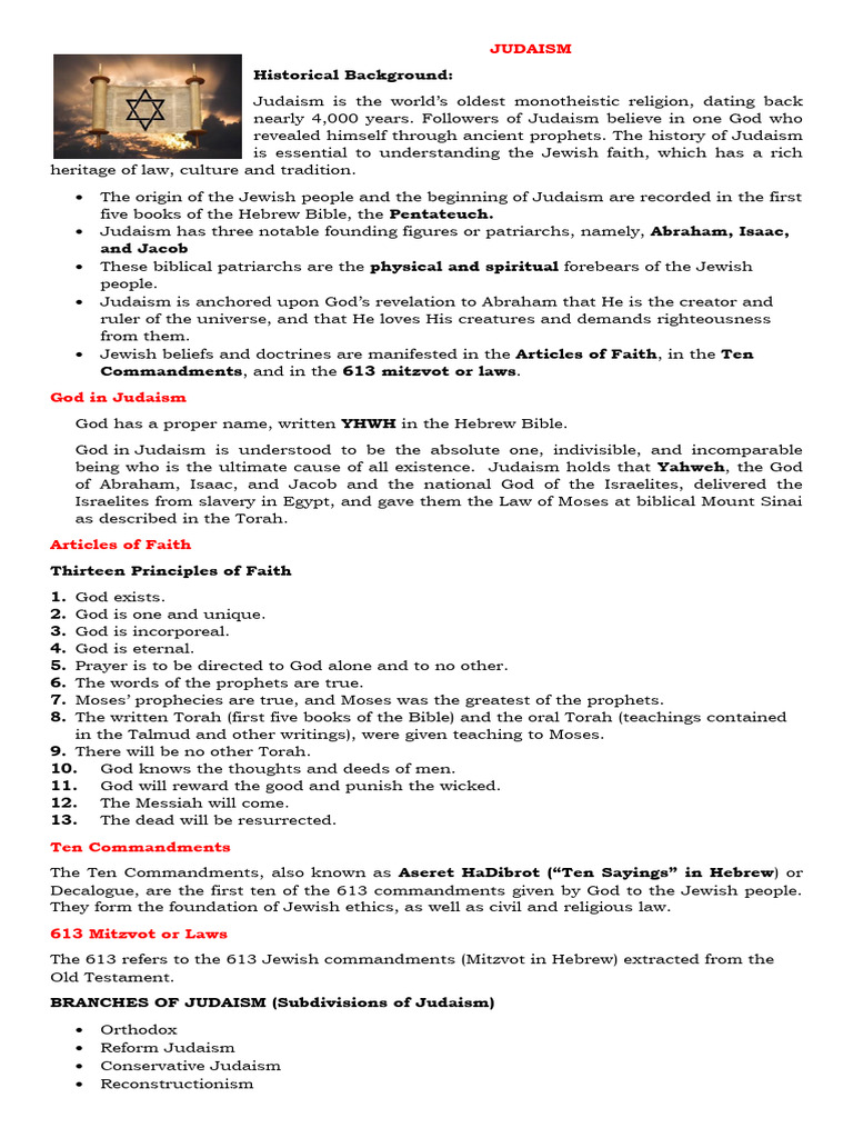 Prefinals-Judaism-Notes-1 | PDF | Hebrew Bible | Torah