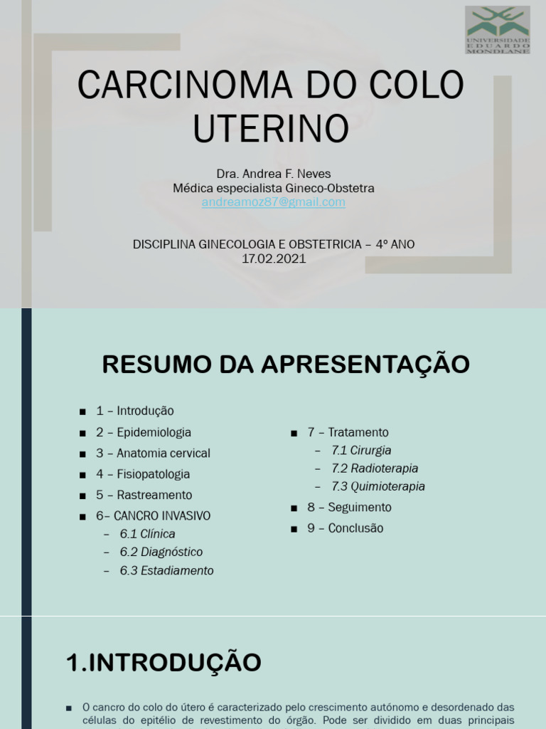 Carcinoma Do Colo Uterino | PDF | Câncer cervical | Câncer