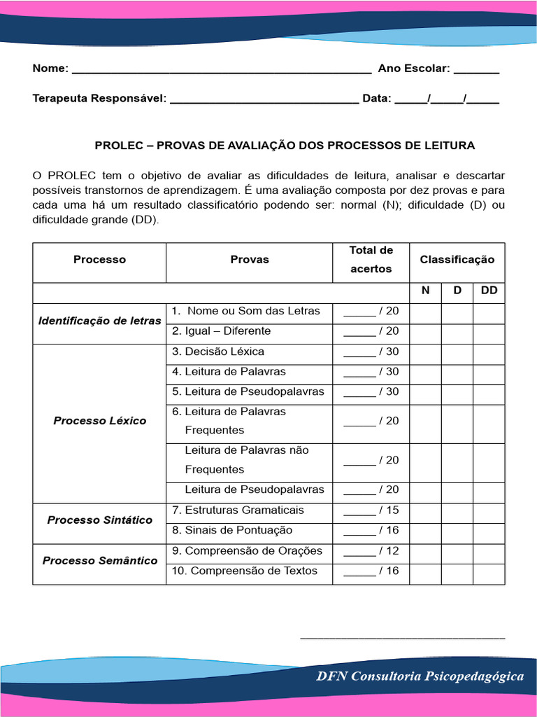 Tabela - Prolec. DFN | PDF | Carreira e Crescimento