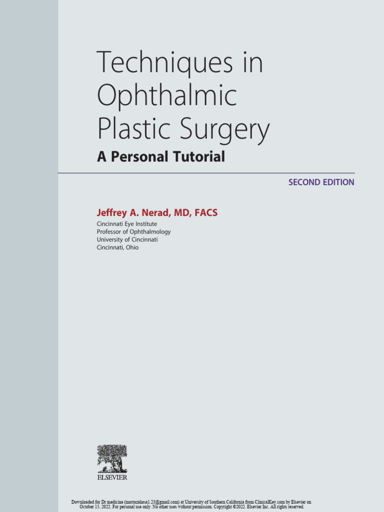 Techniques in Ophthalmic Plastic Surgery | PDF | Medical Specialties ...