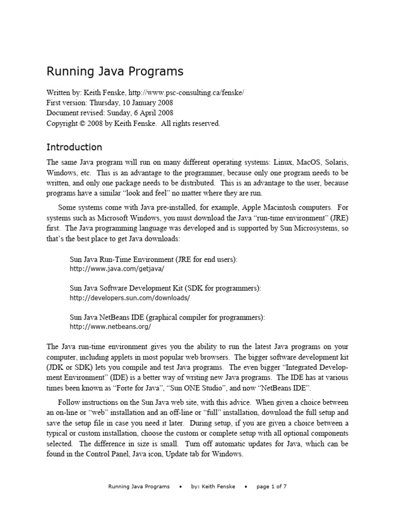 Run Java Programs | Download Free PDF | Java (Software Platform) | Microsoft Windows