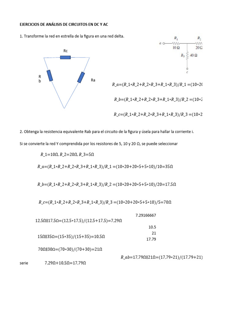 Ejercicios resueltos de ejemplo de análisis en DC y AC | PDF | Red eléctrica | Análisis de red ...